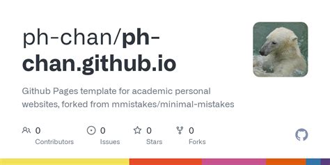 Github Ph Chan Ph Chan Github Io Github Pages Template For Academic Personal Websites Forked