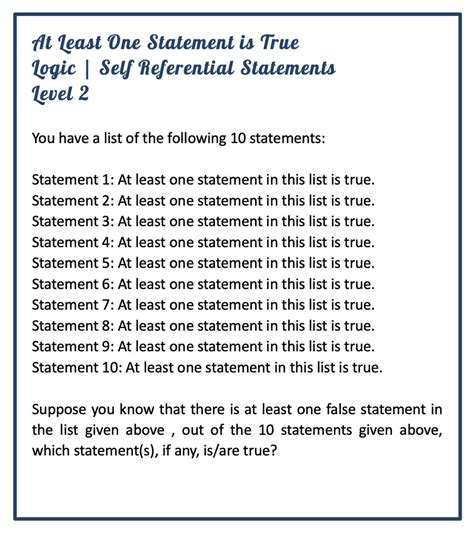 At Least One Statement Is True A Self Referential Problem Rpuzzles
