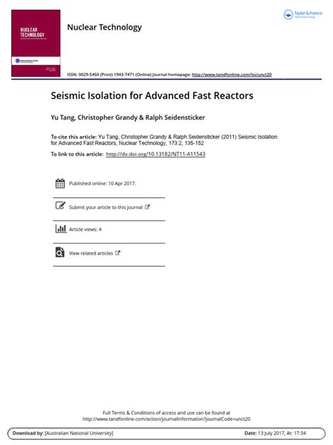 Seismic Isolation For Advanced Fast Reactors Nuclear Pdf Earthquake Engineering Home And Garden