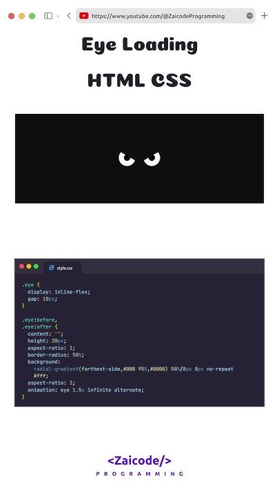 Eye Contacts Css Html Coding Programming Cssanimation Zaicode Code Eye Shorts Youtube