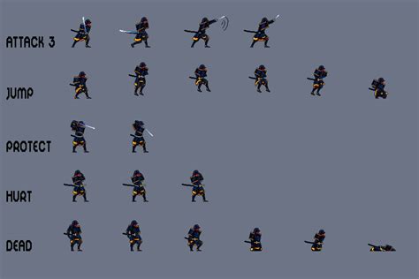 Free Samurai Pixel Art Sprite Sheets Download