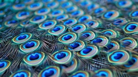 Blue Peacock Feathers In Closeup Premium Ai Generated Image