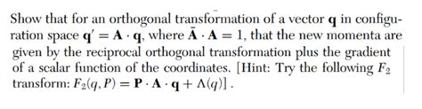 Show That For An Orthogonal Transformation Of A Chegg Com