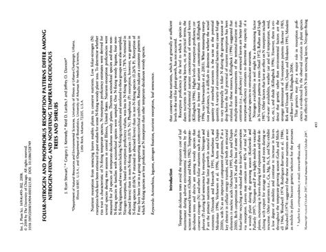 Pdf Foliar‐nitrogen And Phosphorus Resorption Patterns Differ Among Nitrogen‐fixing And