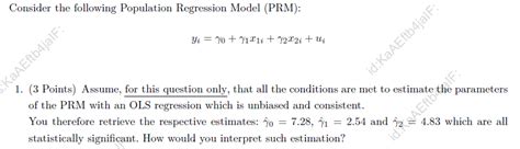 solved consider the following population regression model