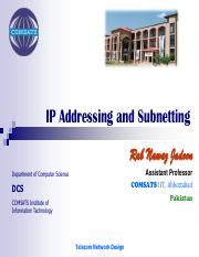 Lecture 16 Ip Addressing And Subnetting By Rab Nawaz Jadoon Pdf IP