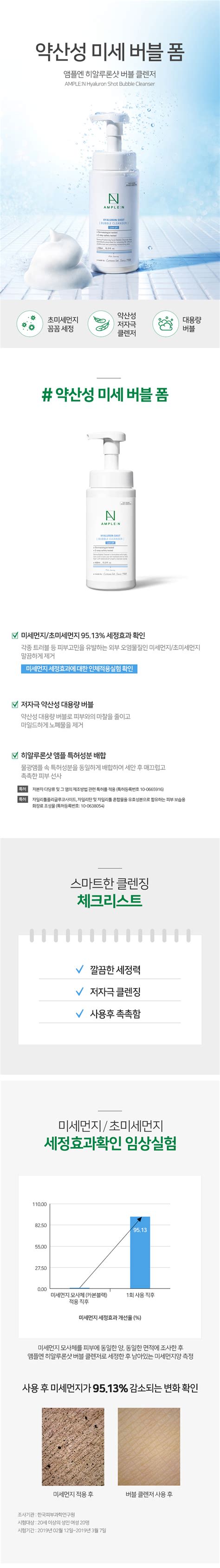 앰플엔 히알루론샷 버블 클렌저 450ml 상품의 정보 및 후기리뷰 성분 그리고 가격 랭킹 할인 혜택을 확인하고 구매해 보세요