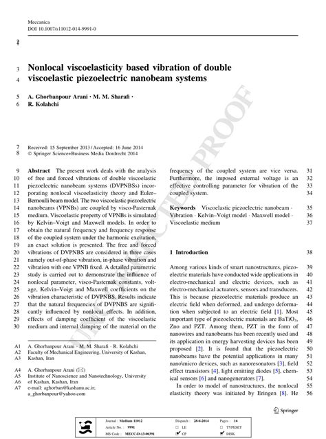 Pdf Nonlocal Viscoelasticity Based Vibration Of Double Viscoelastic Piezoelectric Nanobeam Systems