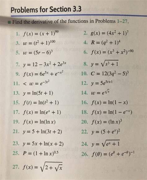 Solved Problems For Section Find The Derivative Of The Chegg Com