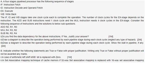 Solved A A Four Stages Pipelined Processor Has The