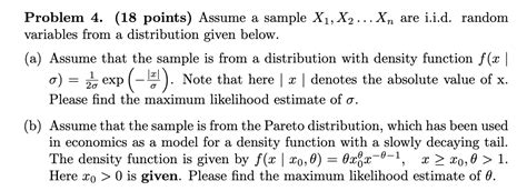 solved problem 4 18 points assume a sample x1 x2…xn are