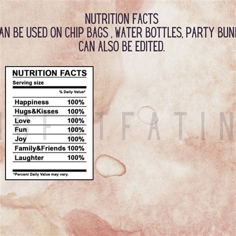 Chip Bag Nutrition Facts Etsy