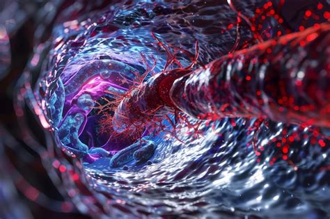 Dynamic Red And Blue Abstract Shapes With Glowing Center For
