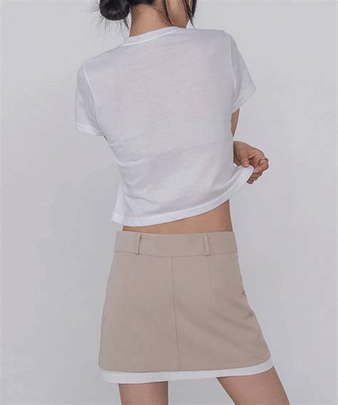 매니크 여름신상 헤이어 세미 크롭 라운드넥 반팔 티셔츠