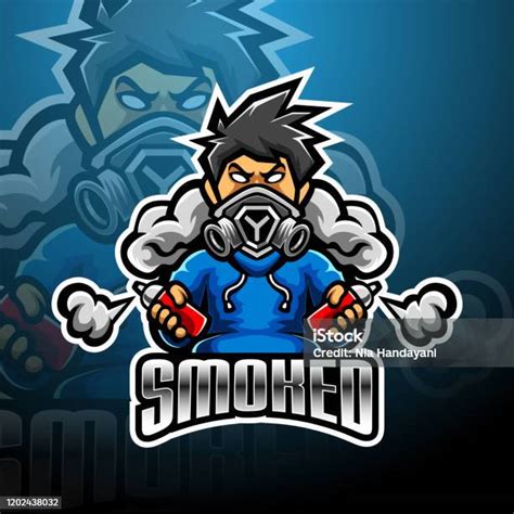 스모크 E스포츠 마스코트 로고 디자인 고딕 양식에 대한 스톡 벡터 아트 및 기타 이미지 고딕 양식 남자 도박 Istock