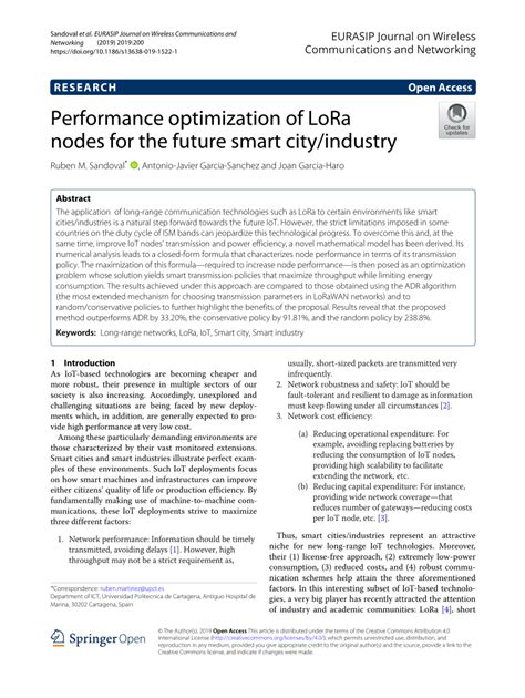 Pdf Performance Optimization Of Lora Nodes For The Future Smart City
