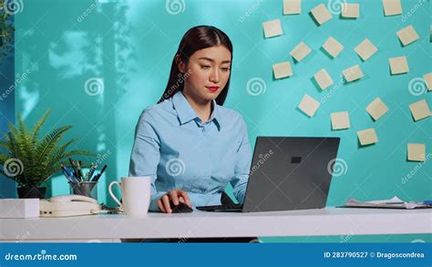 Executive Imputing Data On Laptop Stock Image Image Of Colourful