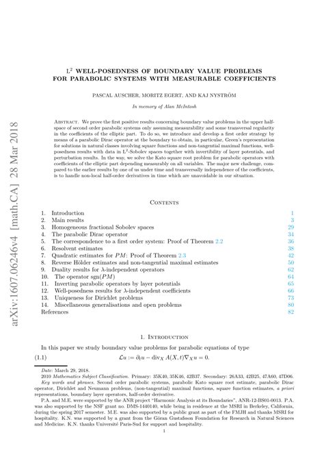 Pdf Boundary Value Problems For Parabolic Systems Via A First Order