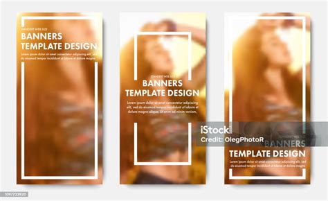 흰색 프레임 및 장소 사진에 대 한 수직 벡터 웹 배너의 템플릿 개념에 대한 스톡 벡터 아트 및 기타 이미지 개념 개체