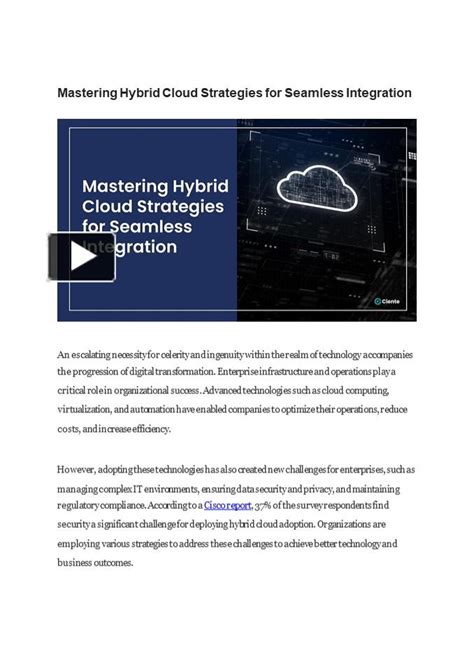 Ppt Mastering Hybrid Cloud Strategies For Seamless Integration