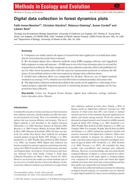Tree Inventory Spreadsheet For Pdf Electronic Data Collection Methods For Tree And Seedling