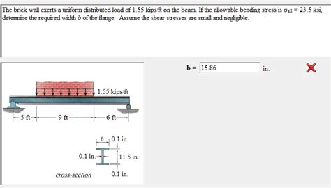 solved the brick wall exerts a uniform distributed load of