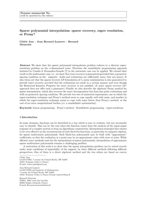 pdf sparse polynomial interpolation sparse recovery super