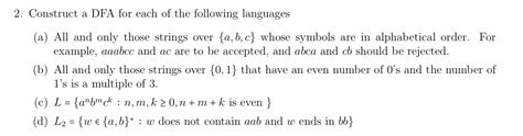 solved 2 construct a dfa for each of the following