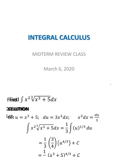 Integral Calculus Midterm Review Pdf