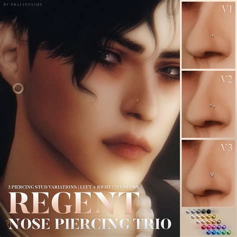 Regent Nose Piercing Trio Pralinesims Sims 4 Piercings Sims 4