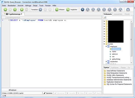 Mysql Query Browser Programm Zur Datenbankadministration Servervoice