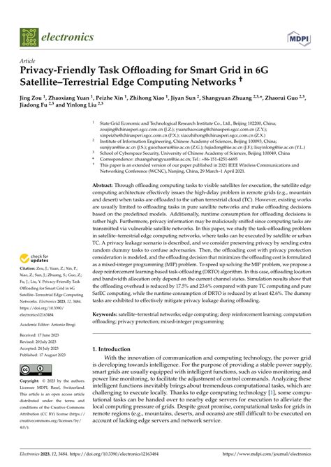 Pdf Privacy Friendly Task Offloading For Smart Grid In 6g Satellite Terrestrial Edge Computing