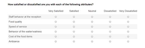Single Select Matrix Question Single Select Matrix Question Survey