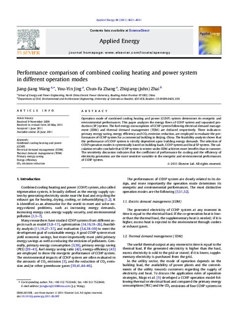Pdf Performance Comparison Of Combined Cooling Heating And Power