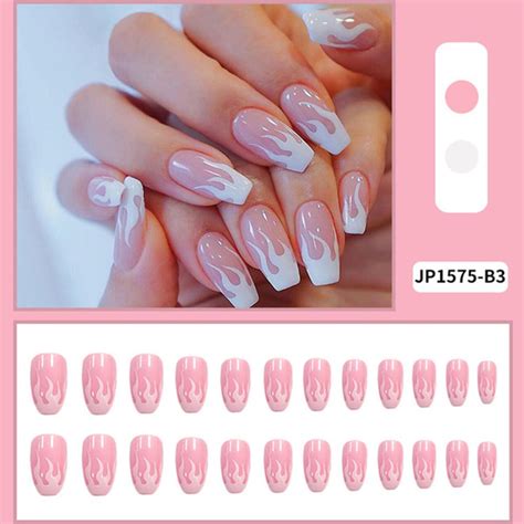 Набор Накладные ногти с клеем и дизайном 24 шт Розовое пламя купить с доставкой по выгодным