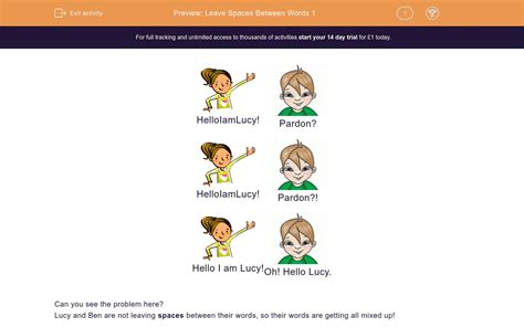 Leave Spaces Between Words 1 Worksheet Edplace