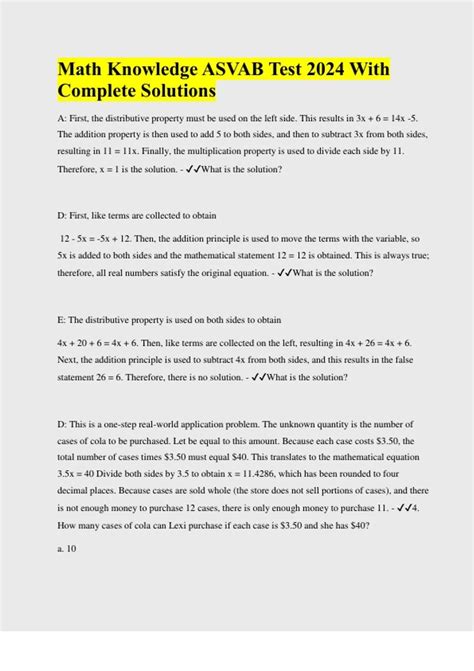 Math Knowledge Asvab Test 2024 With Complete Solutions Asvab Stuvia Us