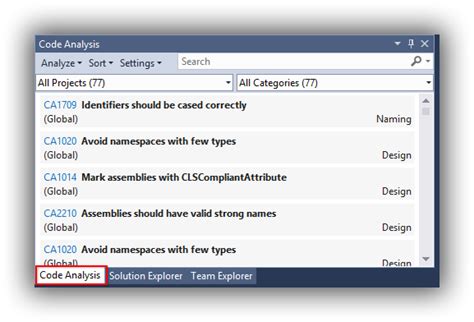 Visual Studio Where Has The Code Analysis Window Gone Stack Overflow