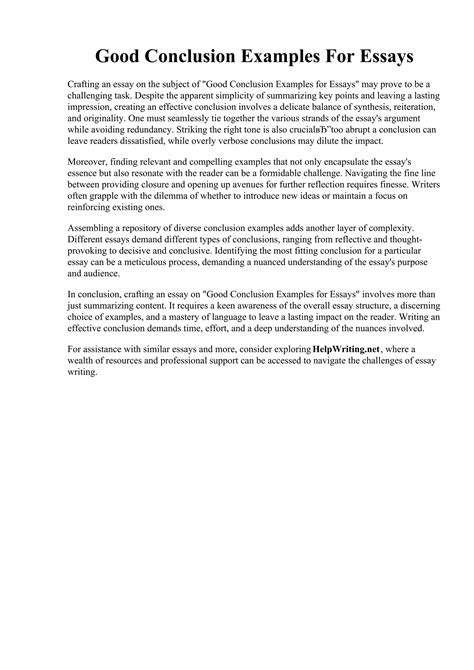 Good Conclusion Examples For Essayspdf