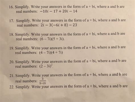 Solved Simplify Write Your Answers In The Form Of A Chegg Com