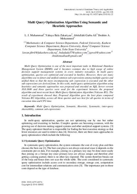 pdf multi query optimization algorithm using semantic and heuristic
