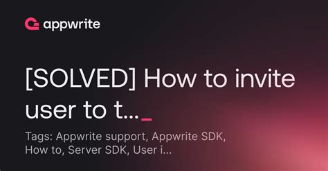 Solved How To Invite User To Team Via Server Sdk Threads Appwrite