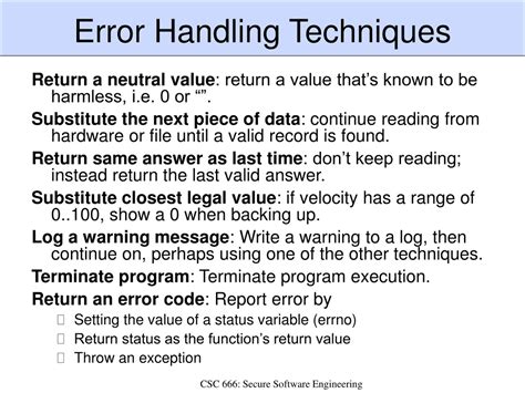 Ppt Secure Error Handling Strategies In Software Engineering