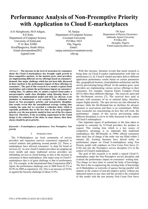 Pdf Performance Analysis Of Non Preemptive Priority With Application