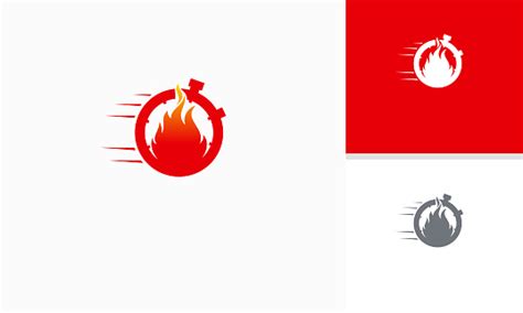화재 시간 로고 디자인 템플릿 빠른 타이머 로고 기호 화재 및 스톱 워치 로고 기호 아이콘 템플릿 스톱워치에 대한 스톡 벡터 아트 및 기타 이미지 Istock