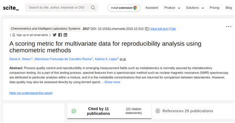 [citation report] a scoring metric for multivariate data for
