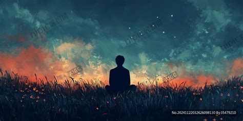 Ai创作图孤独背影插画 插画夕阳下 看日出插画 孤独的灵魂插画 唯美意境插画 禅境秋夜极品意境插画 星辰大海男孩背影 噪点风插画 坐在草地上的人 独处型 意境人物插画 黄昏场景插画 静坐画面