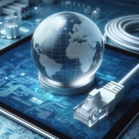 Globe On Circuit Board With Ethernet Cable Stock Image Image Of Globe Plug 319570591