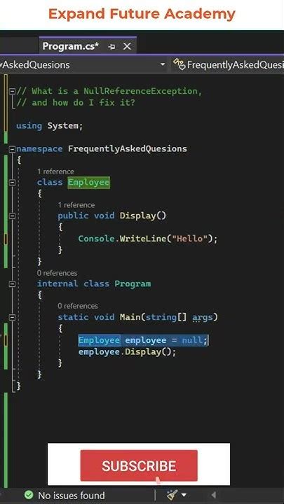 C Programmers Faq 005 Nullreferenceexception Programming Developer Csharp Dotnet