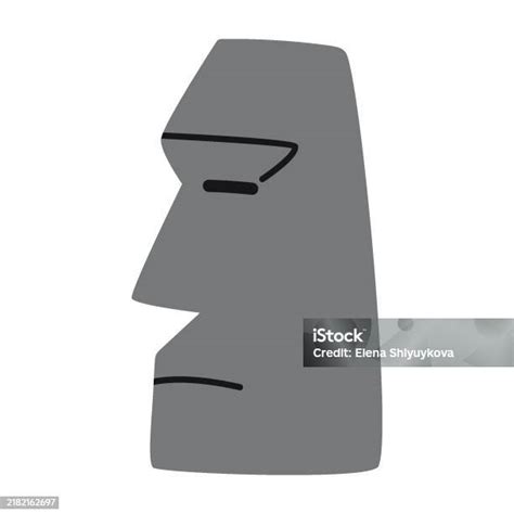 스톤 페이스 이스터 섬 모아이 동상 이모티콘 현대 벡터 일러스트 레이 션은 흰색 배경에 고립 손으로 그린 평면 디자인 0명에 대한 스톡 벡터 아트 및 기타 이미지 Istock